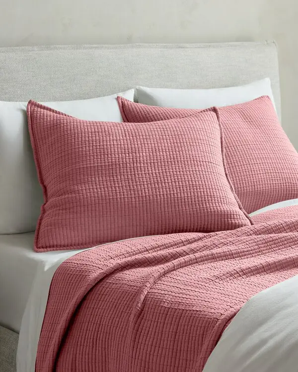 Quince Organic Ribbed Cotton Coverlet Set - Plum