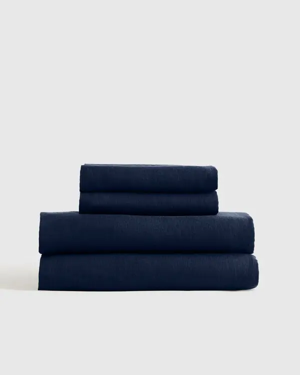 Quince European Linen Sheet Set - Navy