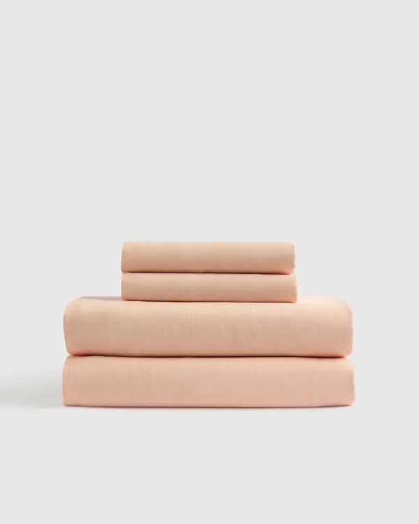 Quince European Linen Sheet Set - Peach