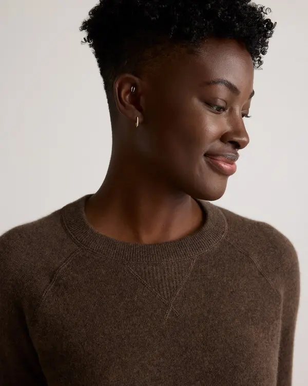 Quince Mongolian Shrunken Cashmere Sweatshirt - Brown