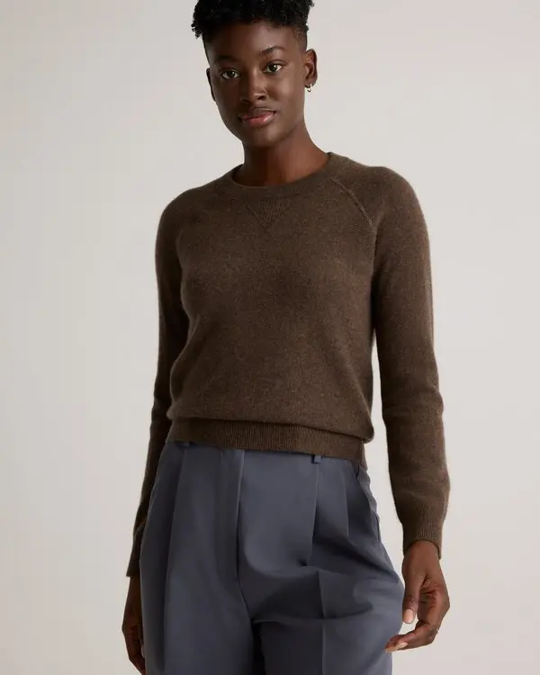 Quince Mongolian Shrunken Cashmere Sweatshirt - Brown