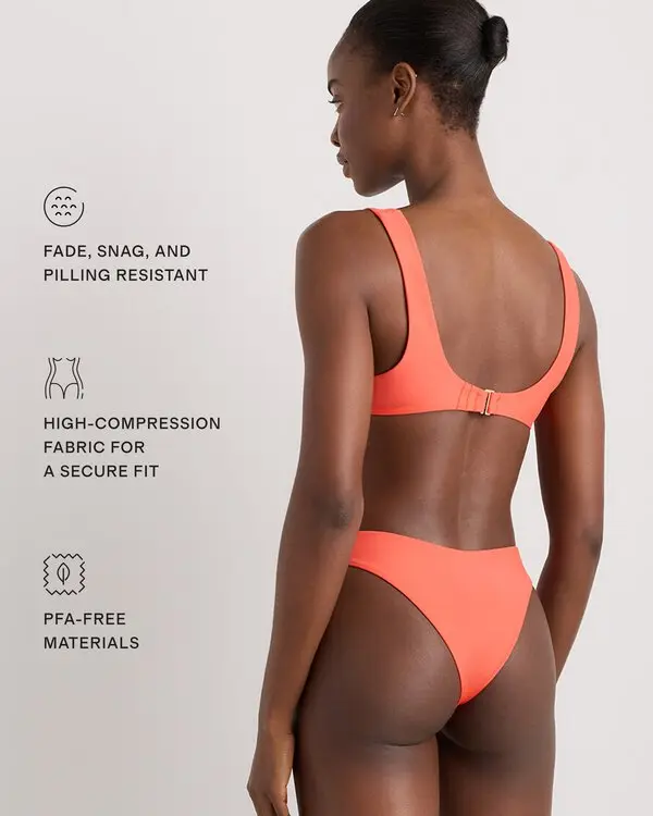 Quince Italian High-leg Bikini Bottom - Sunset Orange