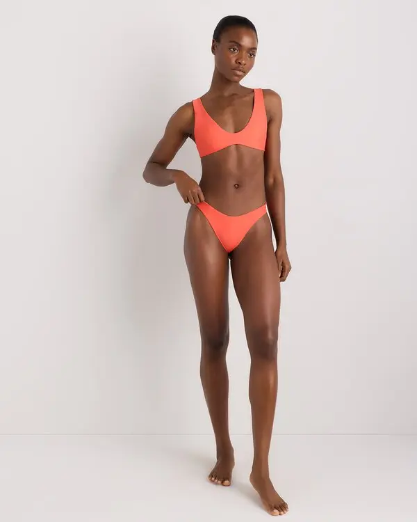 Quince Italian High-leg Bikini Bottom - Sunset Orange