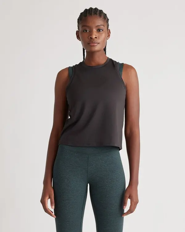 Quince Flowknit Breeze High-neck Tank Top - Black
