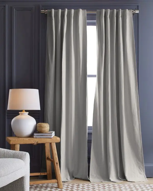 Quince Cotton Slub Room Darkening Curtain Single Panel - Cloud