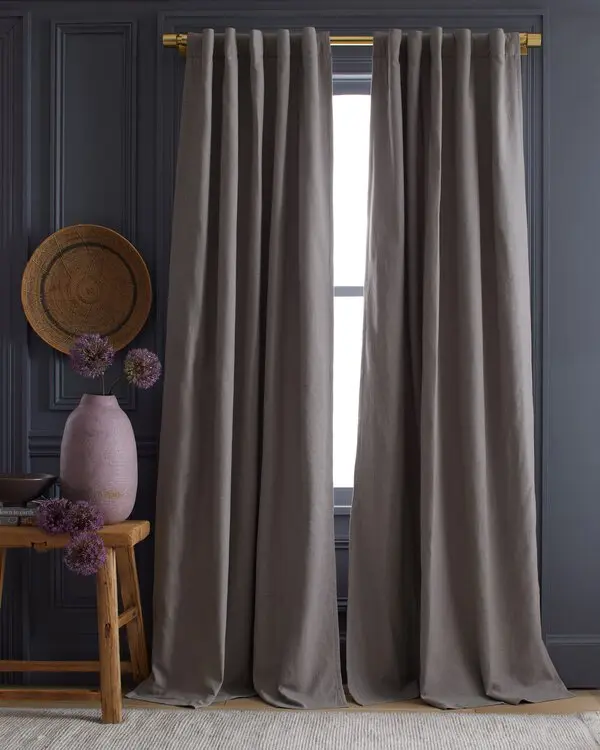 Quince Cotton Slub Room Darkening Curtain Single Panel - Grey