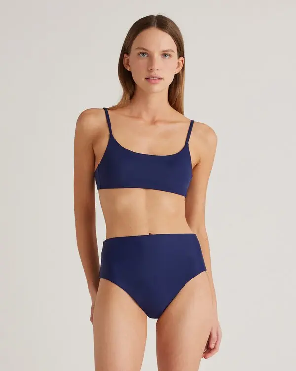Quince Italian Scoop Neck Bikini Top - Deep Navy