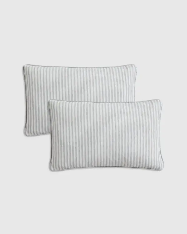 Quince European Linen Stripe Duvet - Mist/white Stripe