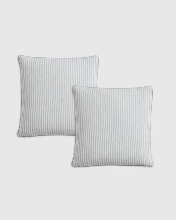 Quince European Linen Stripe Duvet - Mist/white Stripe