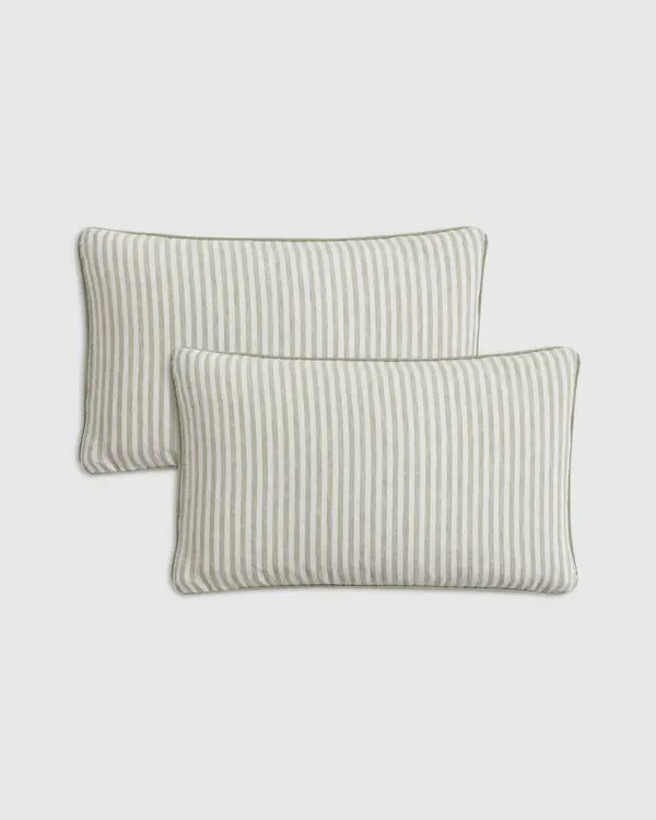 Quince European Linen Stripe Duvet - Willowleaf/white Stripe