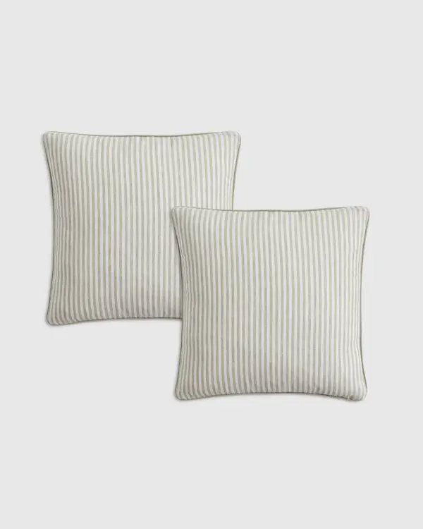 Quince European Linen Stripe Duvet - Willowleaf/white Stripe