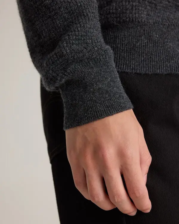 Quince Mongolian Cashmere Waffle Knit Sweatshirt - Heather Charcoal