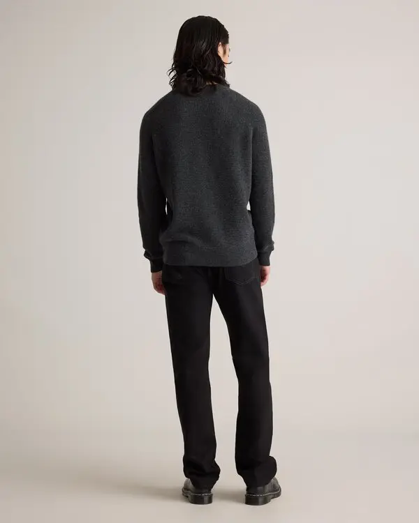 Quince Mongolian Cashmere Waffle Knit Sweatshirt - Heather Charcoal