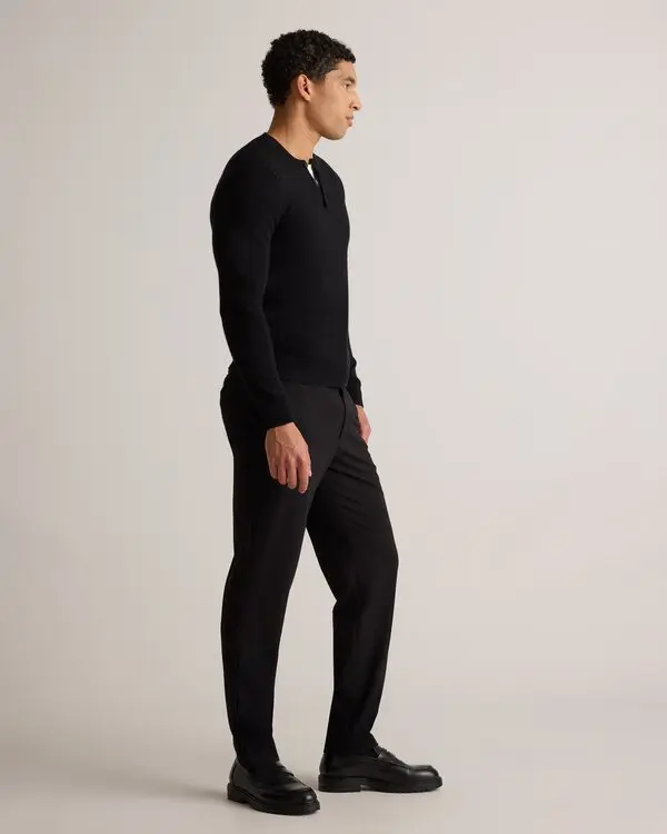 Quince Cashmere Henley Sweater - Black