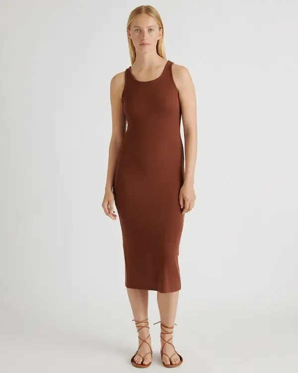Quince Rib Knit Midi Dress - Brown
