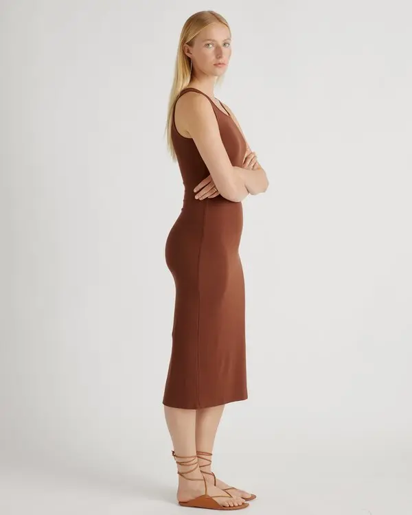Quince Rib Knit Midi Dress - Brown