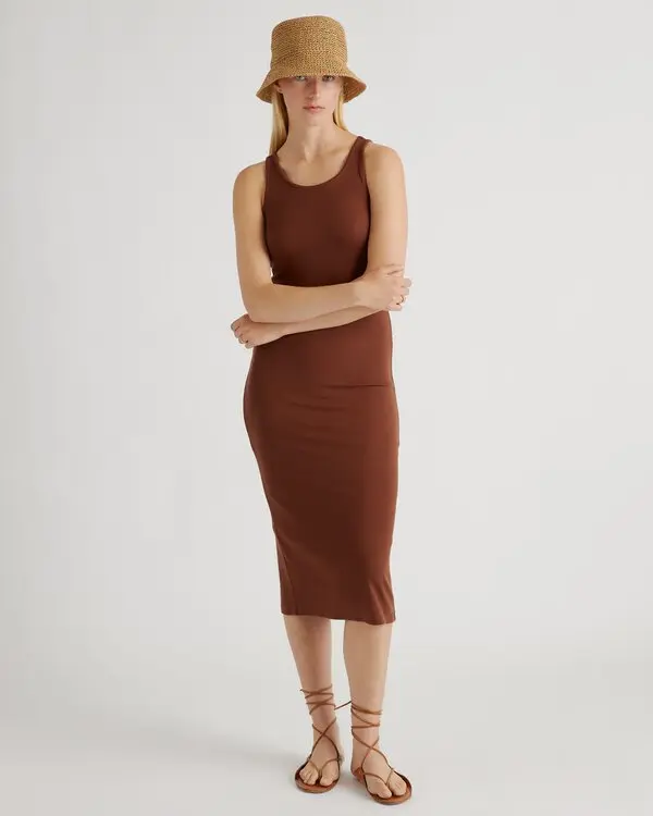 Quince Rib Knit Midi Dress - Brown | Editorialist