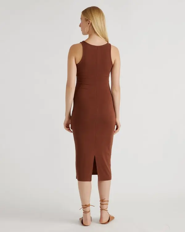 Quince Rib Knit Midi Dress - Brown