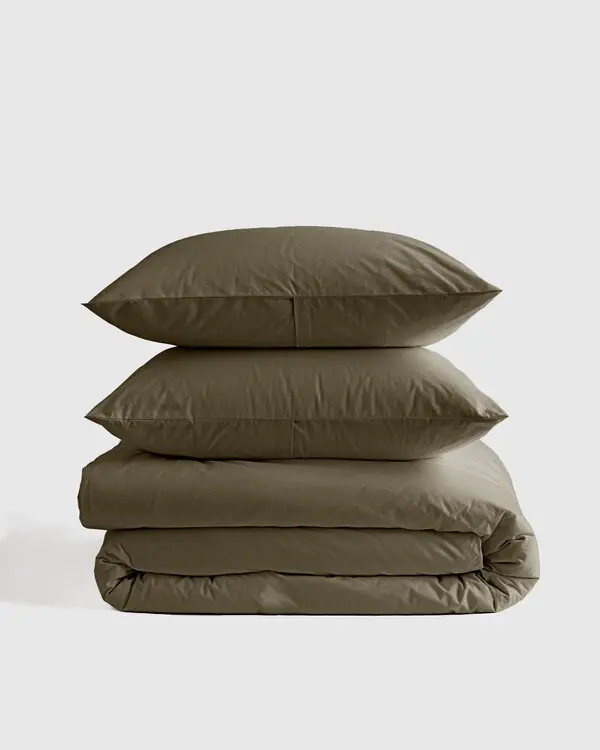 Quince European Linen Box Quilt Set, Size - Dusty Olive