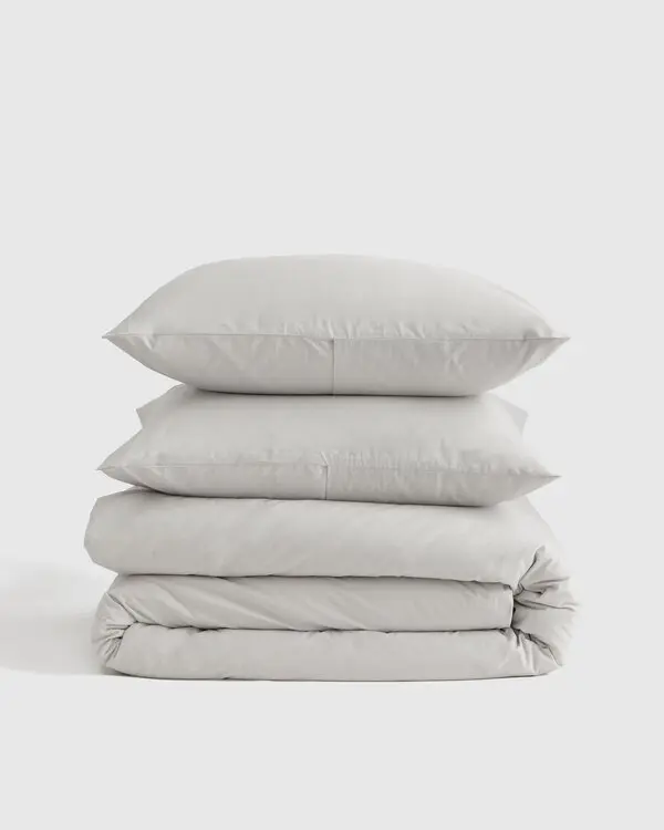 Quince Organic Brushed Cotton Duvet Cover Set - Light Grey