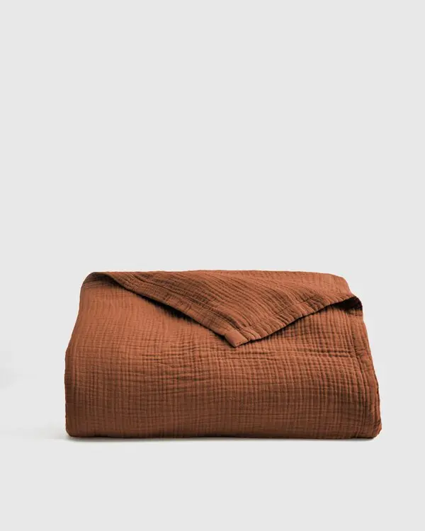 Quince European Linen Box Quilt Set, Size - Terracotta