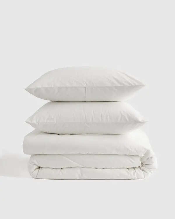 Quince Organic Brushed Cotton Duvet Cover Set - White