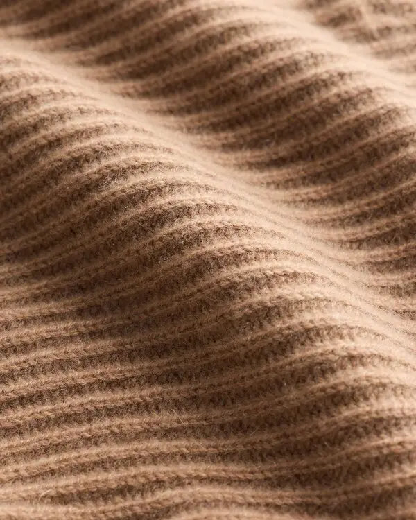 Quince Mongolian Cashmere Fisherman Quarter Zip Sweater - Teak