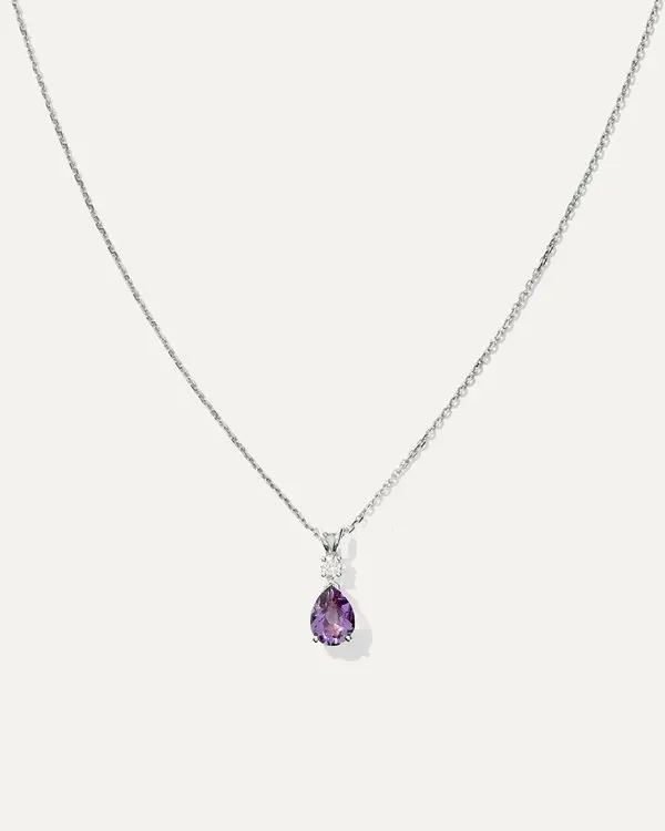 Quince 14k Gold Diamond & Gemstone Drop Necklace - White Gold