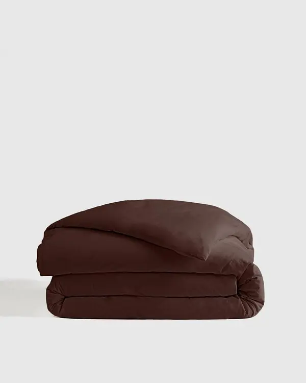 Quince Organic Brushed Cotton Duvet Cover - Espresso