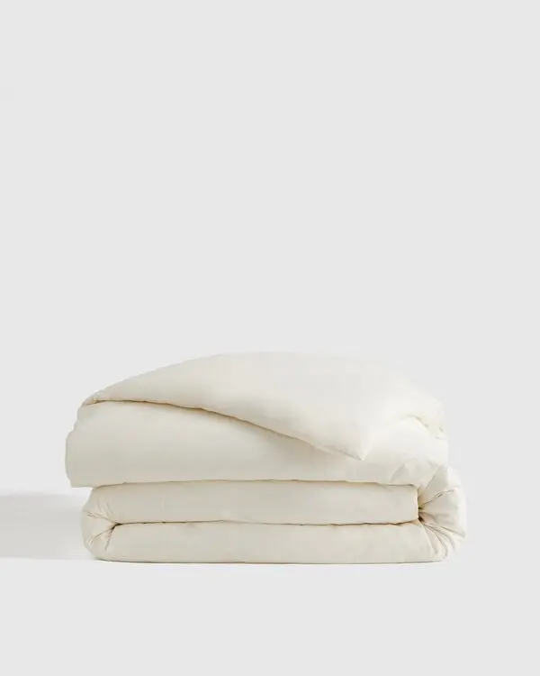 Quince Organic Brushed Cotton Duvet Cover - Ivory