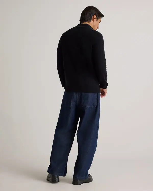 Quince Mongolian Cashmere Full Zip Sweater - Black