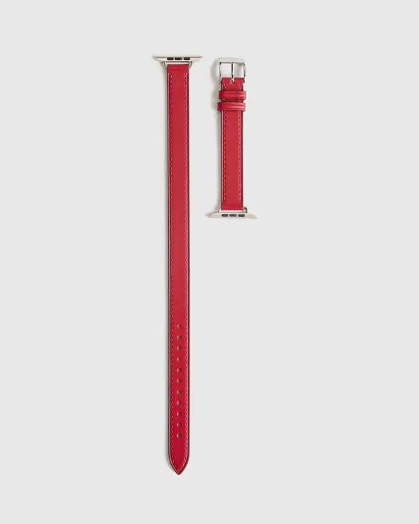 Quince Leather Double Wrap Smartwatch Band - Red
