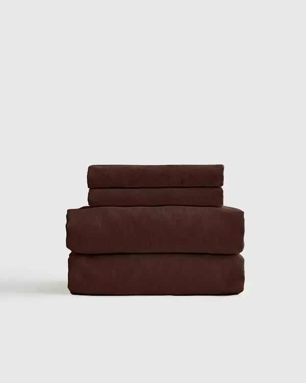 Quince Organic Brushed Cotton Sheet Set - Espresso