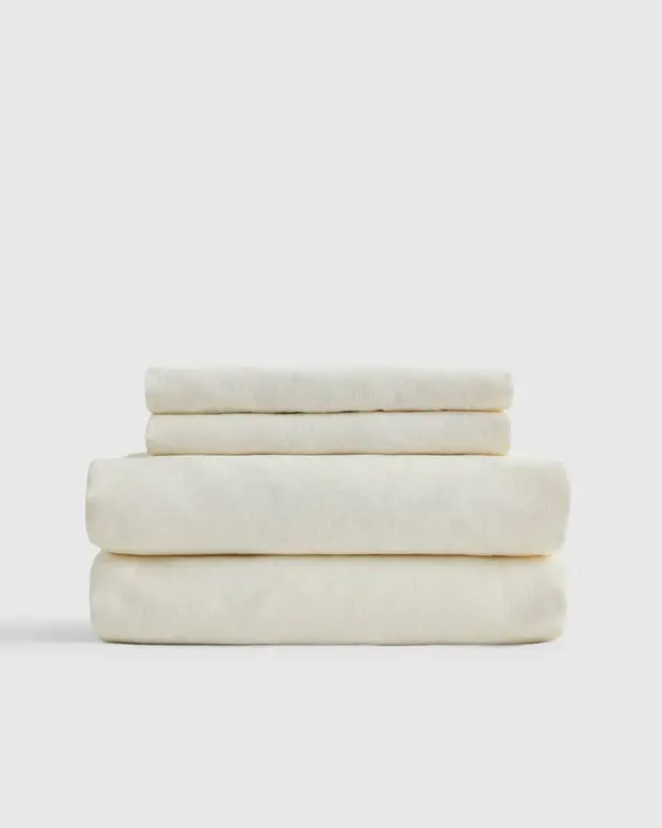 Quince Organic Brushed Cotton Sheet Set - Ivory