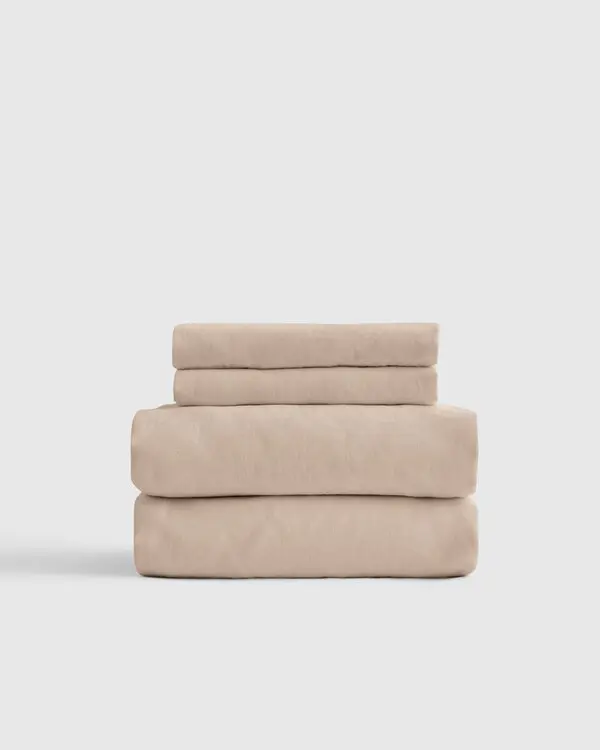 Quince Organic Brushed Cotton Sheet Set - Toffee