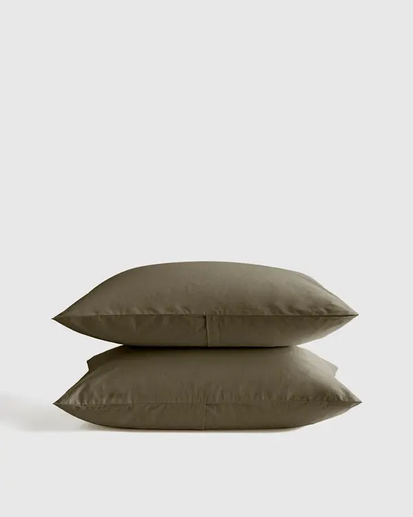 Quince Organic Brushed Cotton Sham Set - Dusty Olive