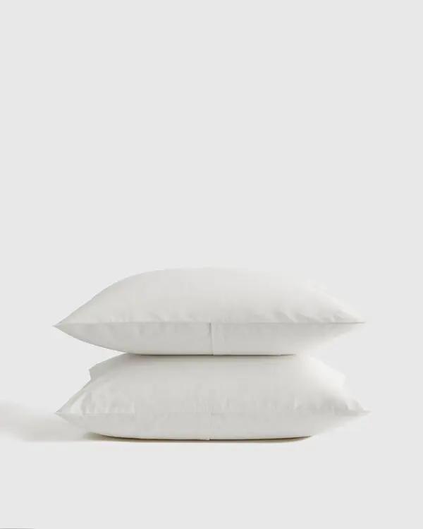 Quince Organic Brushed Cotton Sham Set - White