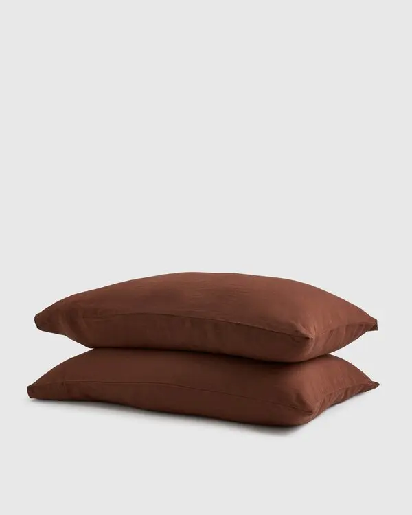 Quince European Linen Pillowcase Set - Bordeaux