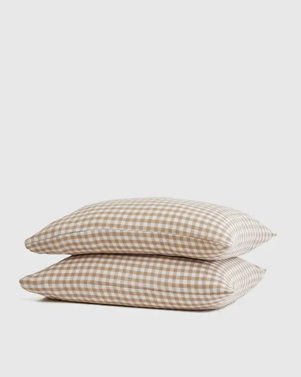 Quince European Linen Pillowcase Set - Cafe Gingham