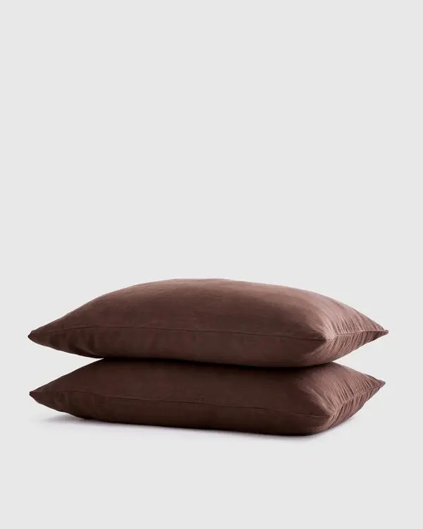 Quince European Linen Pillowcase Set - Espresso