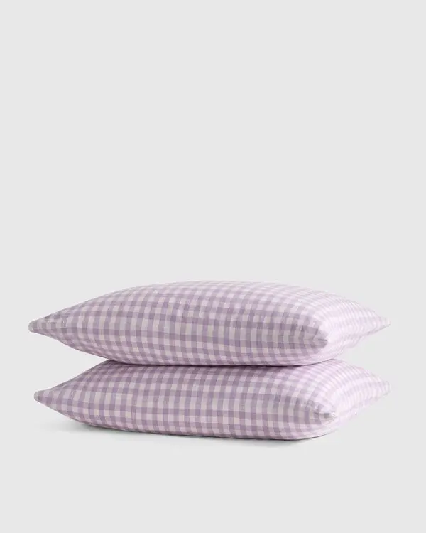 Quince European Linen Pillowcase Set - Lavender Gingham