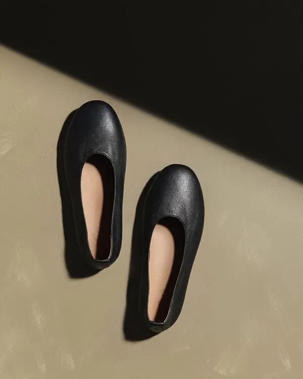 Quince Italian Leather Glove Ballet Flat - Black