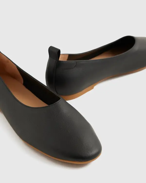 Quince Italian Leather Glove Ballet Flat - Black