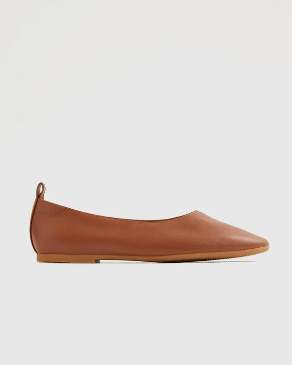 Quince Italian Leather Glove Ballet Flat - Cognac