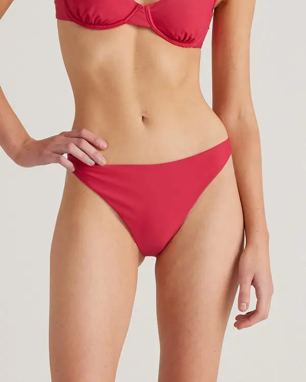 Quince Italian Low-rise Bikini Bottom - Berry