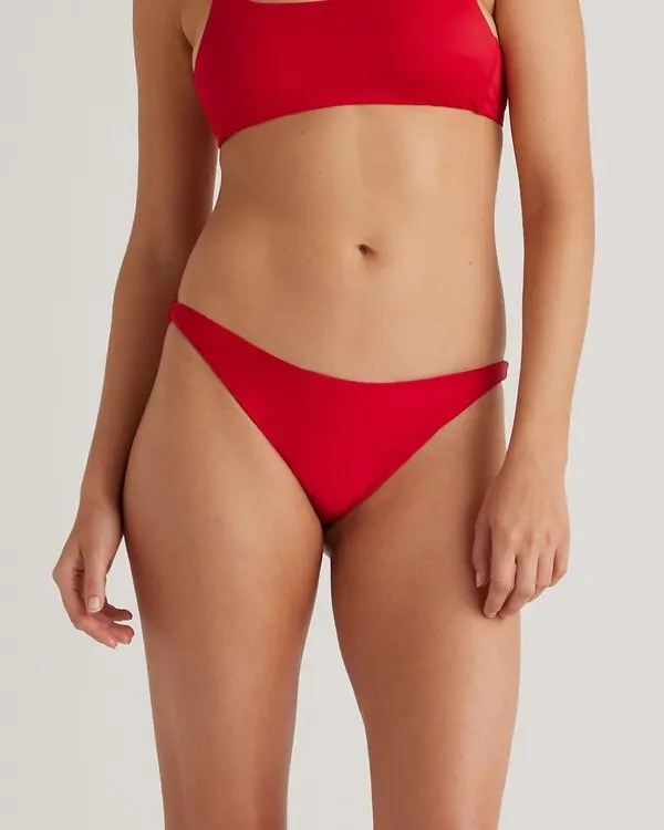 Quince Italian Low-rise Bikini Bottom - Cherry