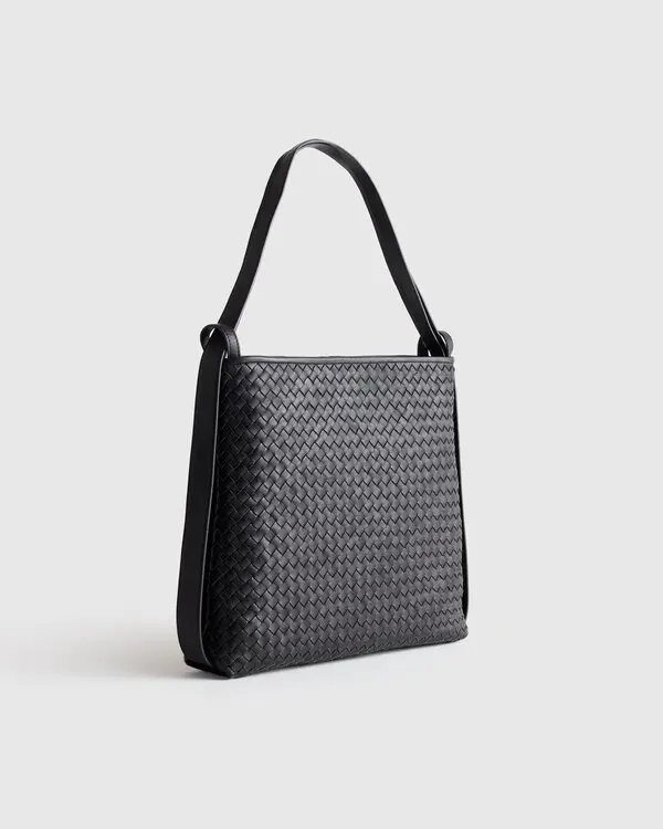 Quince Italian Leather Handwoven Convertible Backpack - Black