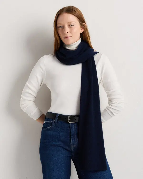Quince Mongolian Cashmere Scarf - True Navy