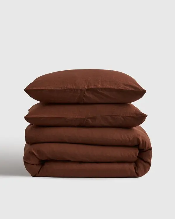 Quince European Linen Duvet Cover Set - Bordeaux