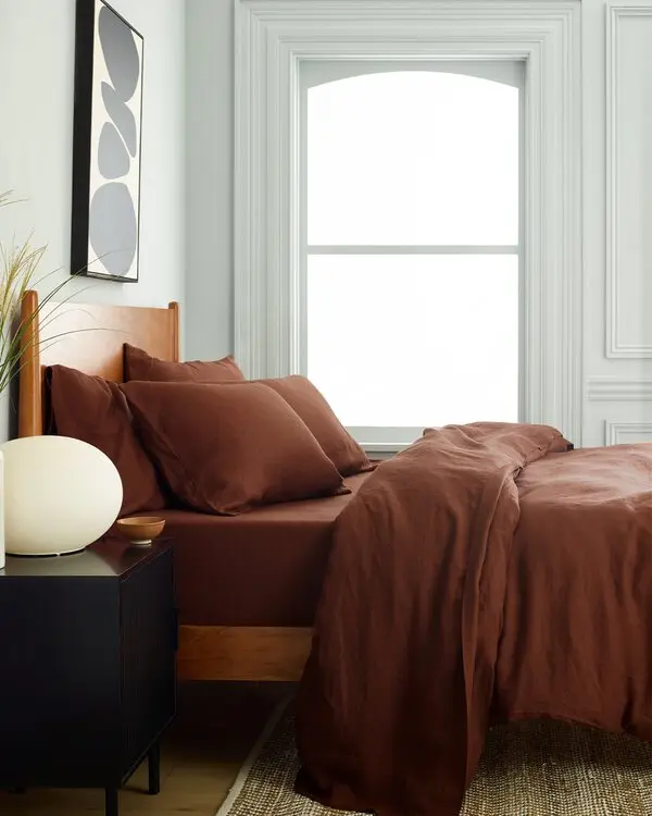 Quince European Linen Duvet Cover Set - Bordeaux